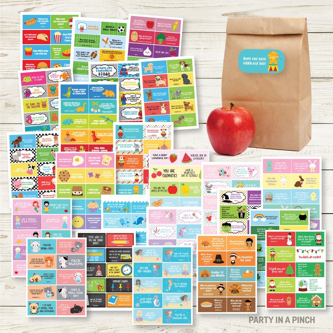 Mega Pack Lunchbox Note Sticker, Lunchbox Jokes, School Notes, Lunchbox ...