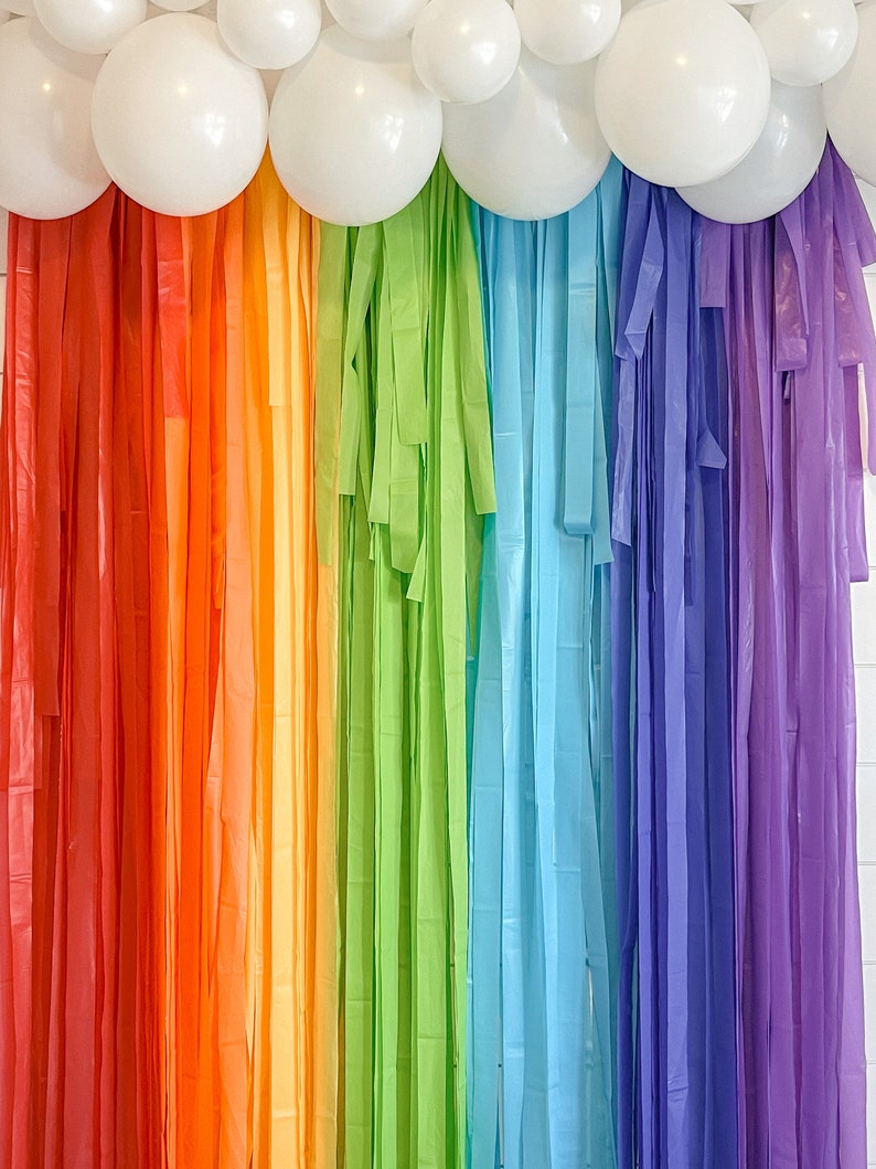 Classic Rainbow Fringe Backdrop, Streamer Backdrop, Bright Backdrop ...