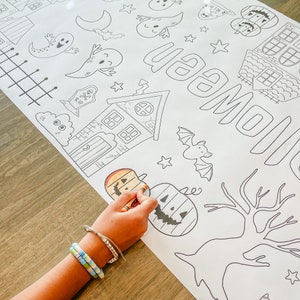 Halloween Night Coloring Table Runner, Halloween Coloring Page, Ghost ...