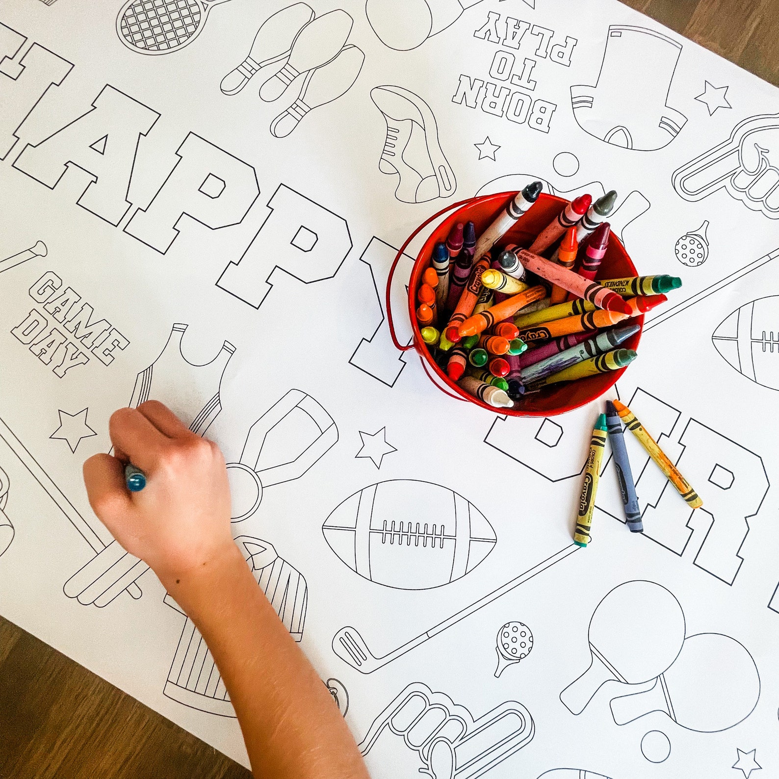 Sports Coloring Table Runner, Sports Themed Birthday Coloring Page ...