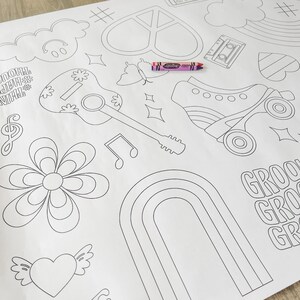 Groovy Coloring Table Runner, Retro Birthday Coloring Page, Groovy ...