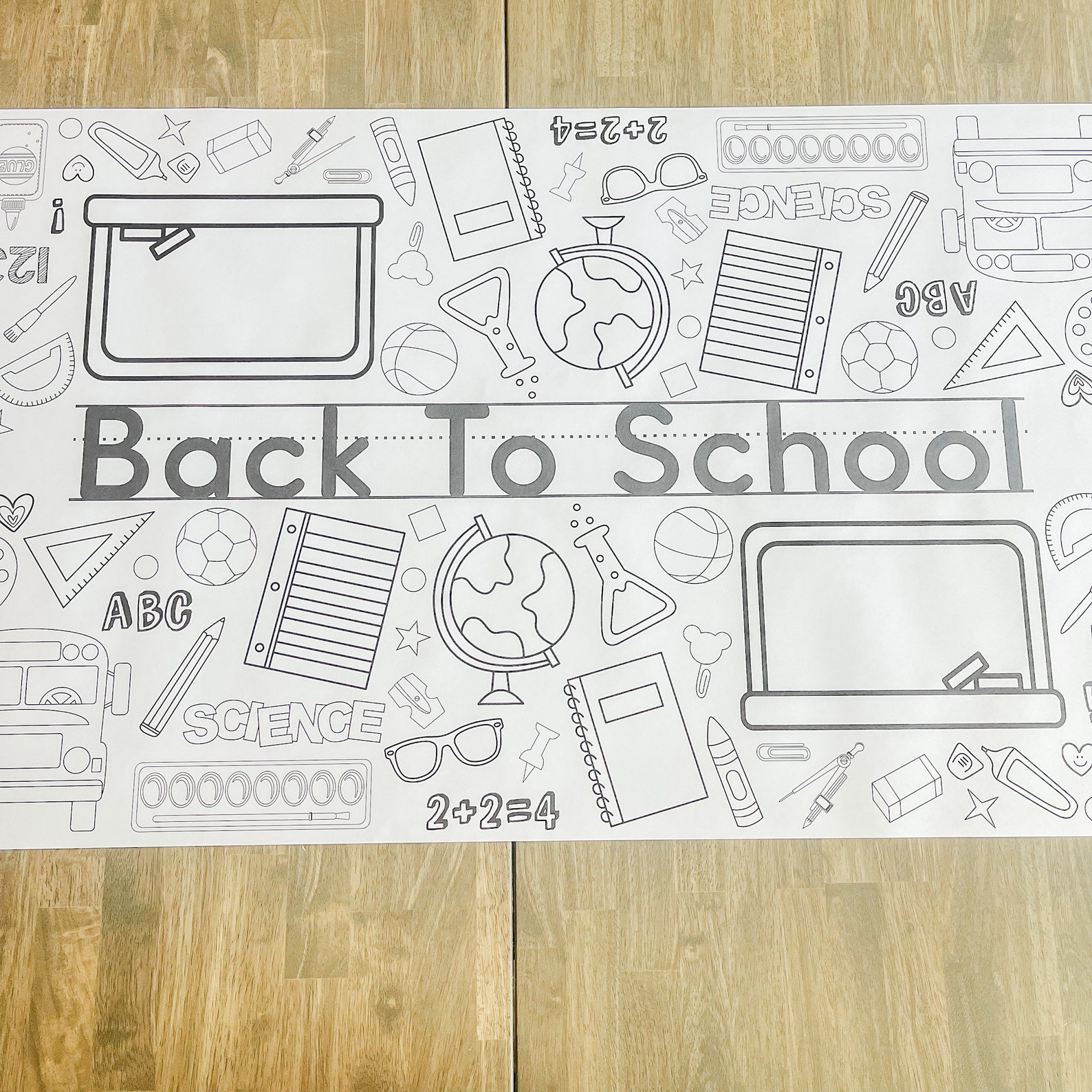 Back to School Coloring Table Runner, Back to School Coloring Page ...