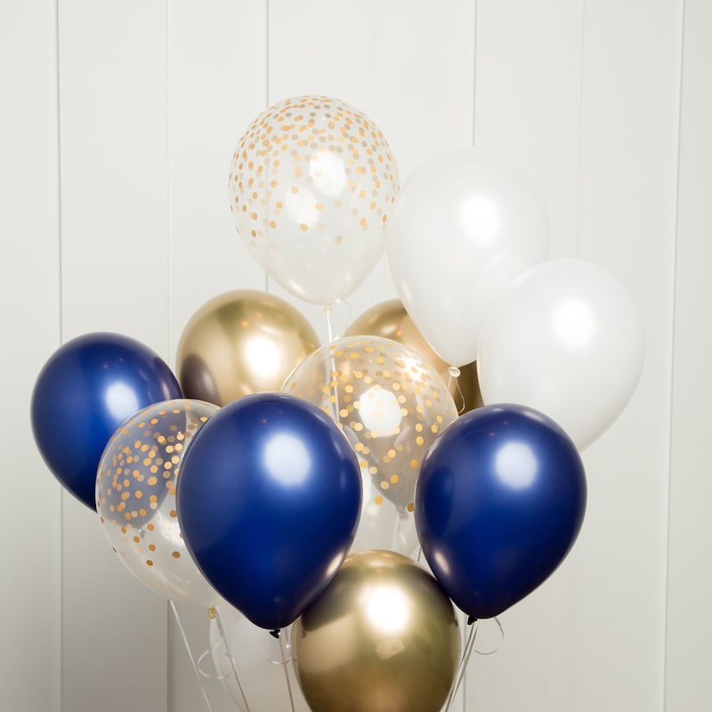 Balloon Bouquet Blue and Gold - Etsy