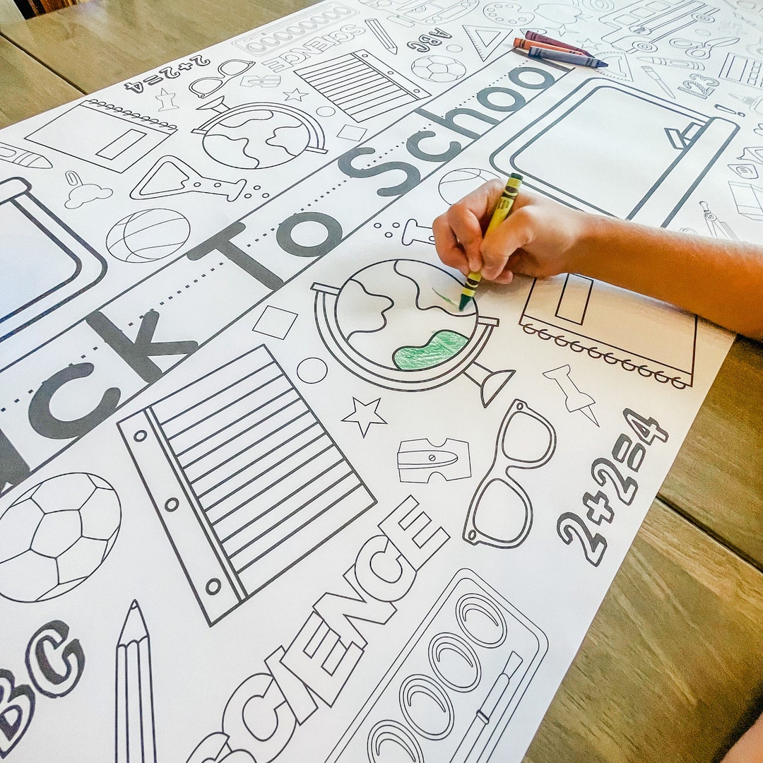 Back to School Coloring Table Runner, Back to School Coloring Page ...
