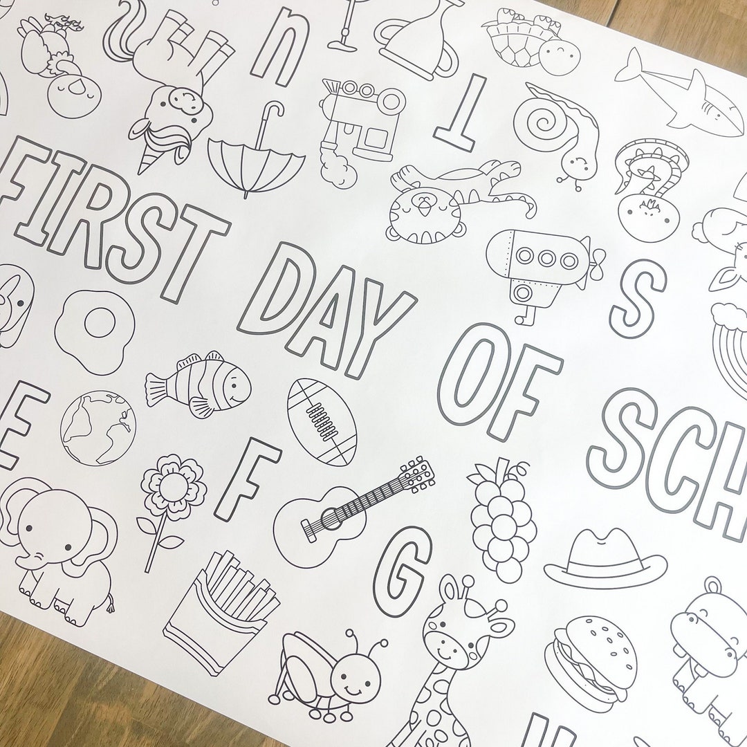 Alphabet Coloring Table Runner, Alphabet Themed Birthday, Coloring Page ...