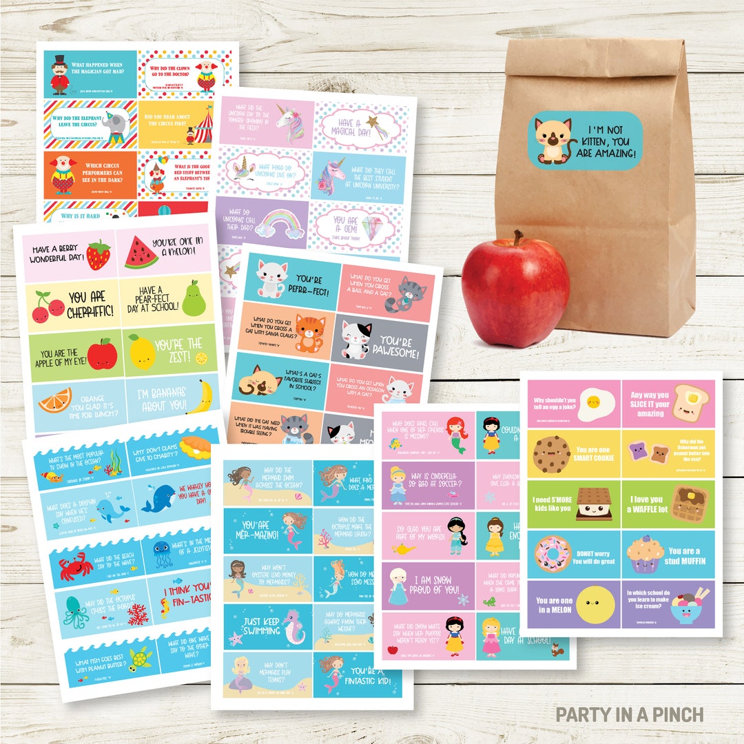 Lunchbox Note Sticker Pack, Lunchbox Jokes, School Notes, Lunchbox ...