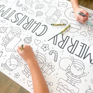 Santa Party Coloring Table Runner, Christmas Coloring Page, Santa ...