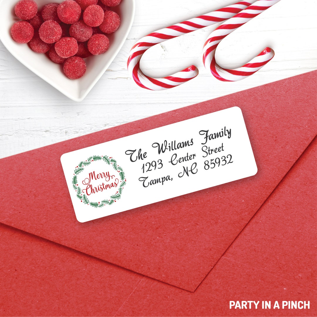 CHRISTMAS Address Labels, Christmas Wreath, Christmas Return Address ...