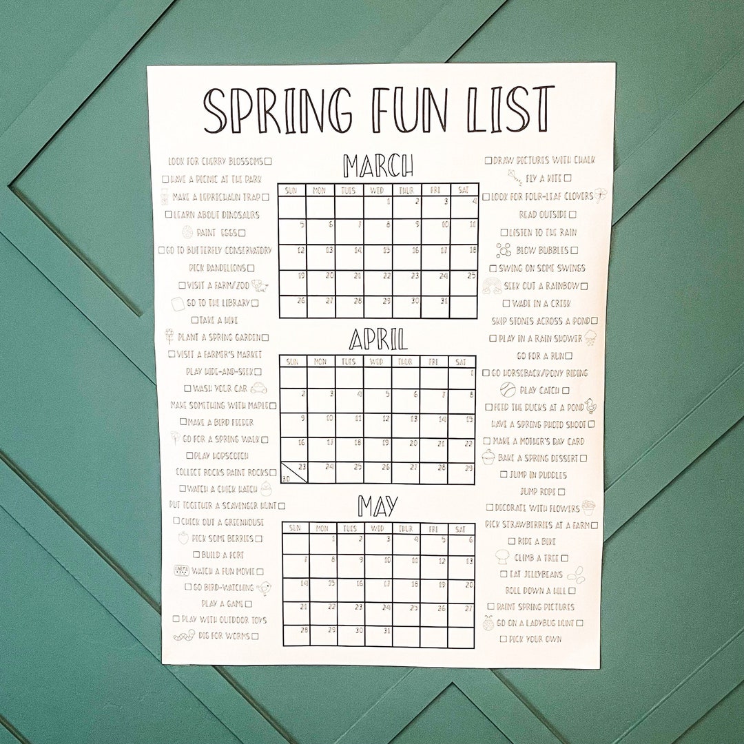 Spring Fun List, Countdown Poster, 2024, Spring Countdown, Spring ...