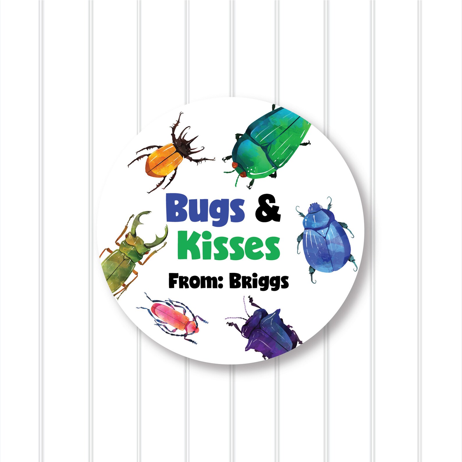 Personalized bugs and Kisses Valentine Favor - Etsy