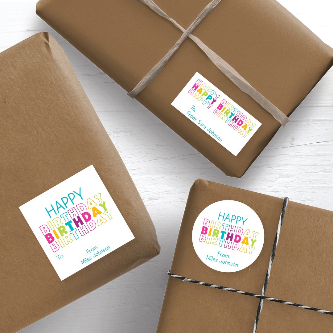Happy Birthday Personalized Stickers, Happy Birthday Stickers, 2.5 ...