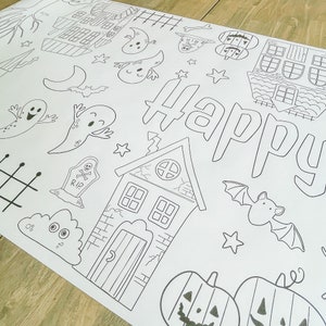 Haunted Halloween Coloring Table Runner, Halloween Coloring Page, Ghost ...