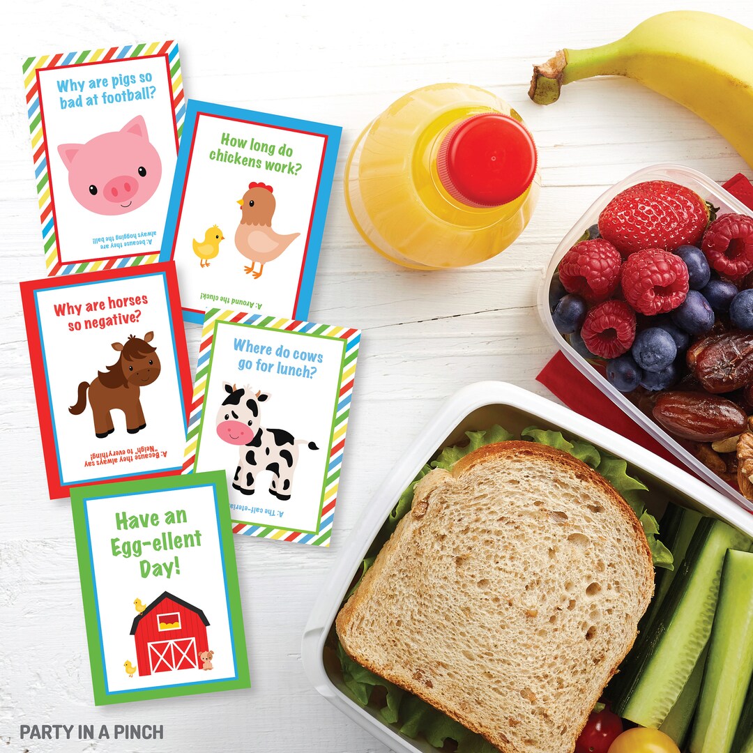 Lunchbox Notes, Lunchbox Jokes, Farm Lunchbox Notes, Farm Lunch Cards ...