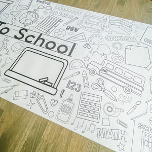 Back to School Coloring Table Runner, Back to School Coloring Page ...