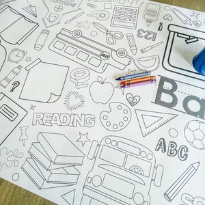 Back to School Coloring Table Runner, Back to School Coloring Page ...