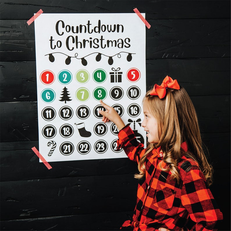Christmas Countdown Poster and Stickers Christmas Countdown - Etsy