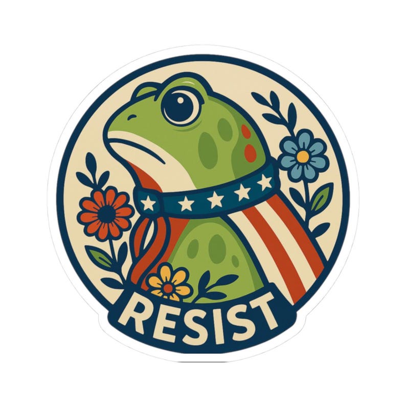 Resist Frog Sticker - Political Activism Toad Decal - Patriotic Frog ...