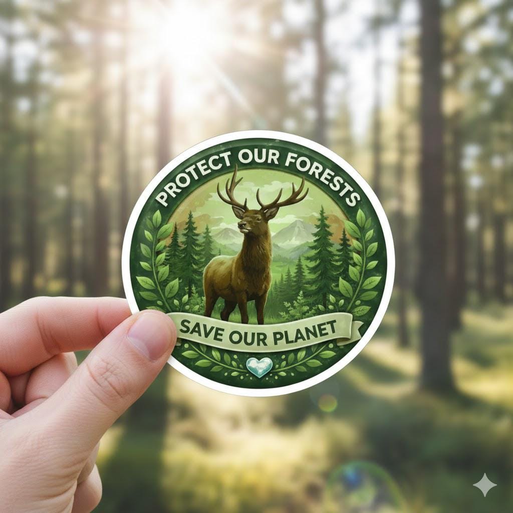 Protect Our Forests Save Our Planet Sticker - Elk Nature Vinyl Decal ...