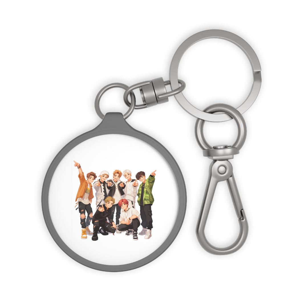 Kpop Keychain, Anime K-pop Boys Band Group Portrait Heart Keychain, K ...