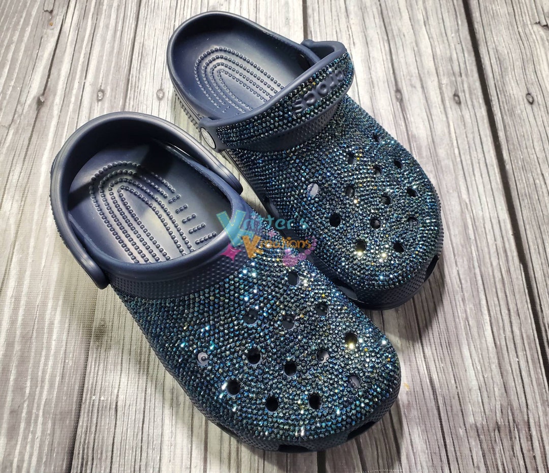 Custom Navy Blue Fully Blinged Crocs - Etsy