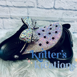 Slip on Clogs Custom Rhinestone AB Crystal Bow Black Fully Blinged ...