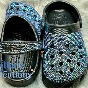 Slip on Clogs Custom Rhinestone Black Galaxy Fully Blinged Shoes ...