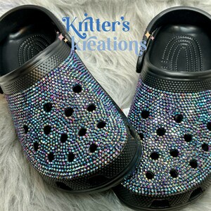 Slip on Clogs Custom Rhinestone Black Galaxy Fully Blinged Shoes ...