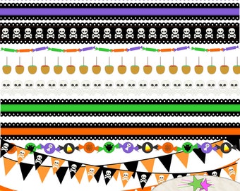 Halloween Borders Clip art Halloween Bunting Banners Digital | Etsy