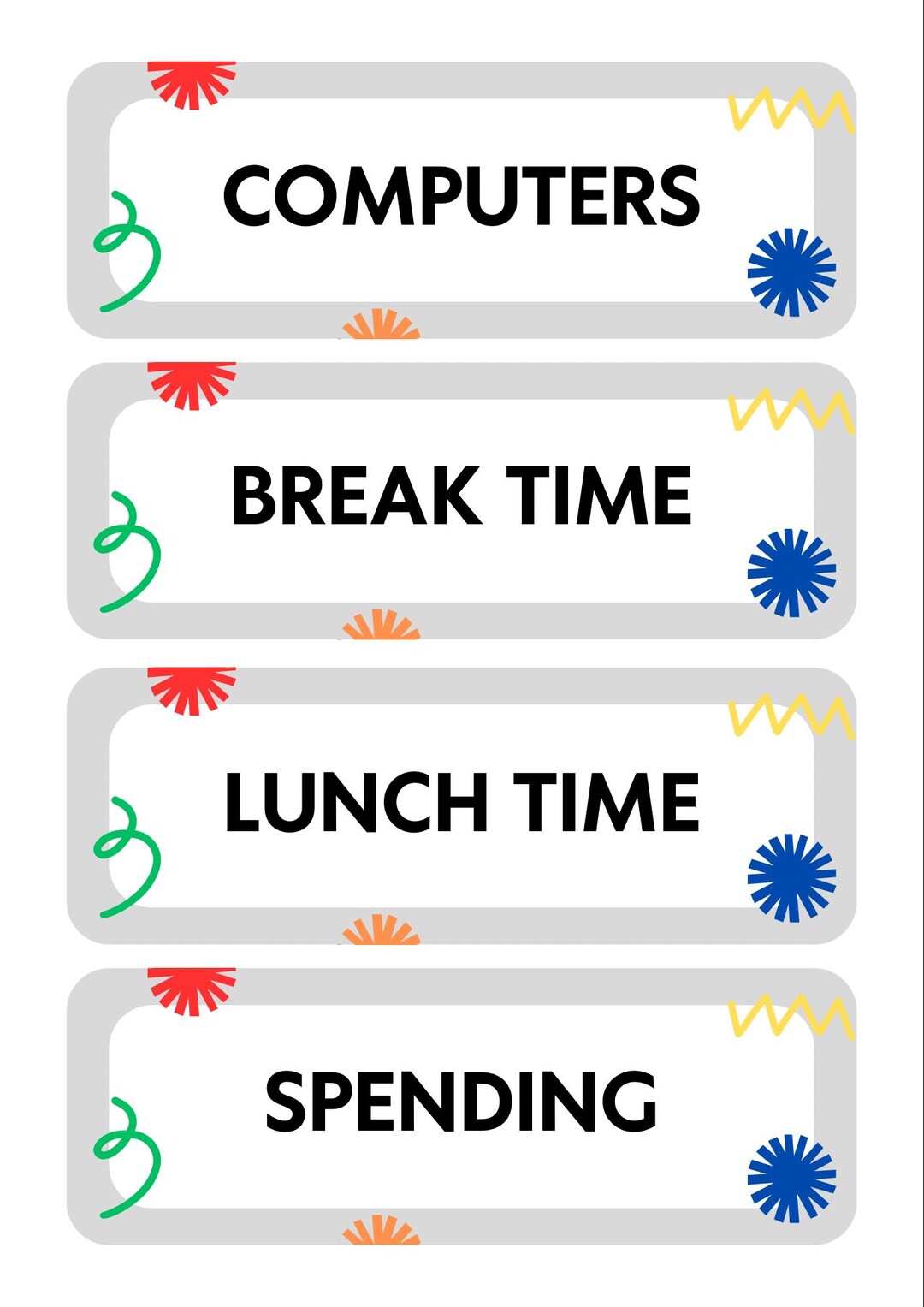 Printable Subject Labels for Classroom Displays | Digital Download - Etsy