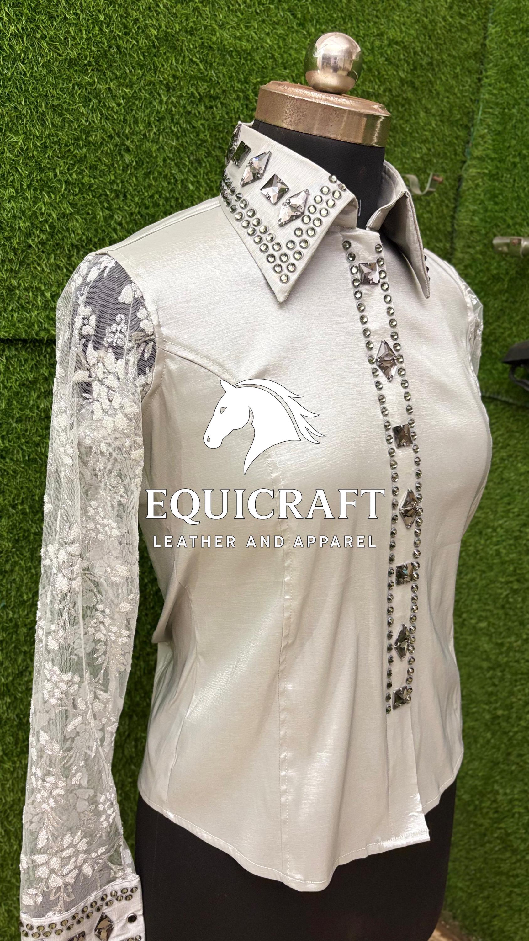 Western Showmanship Shirt With Net Sleeves + Crystals Showmanship ...