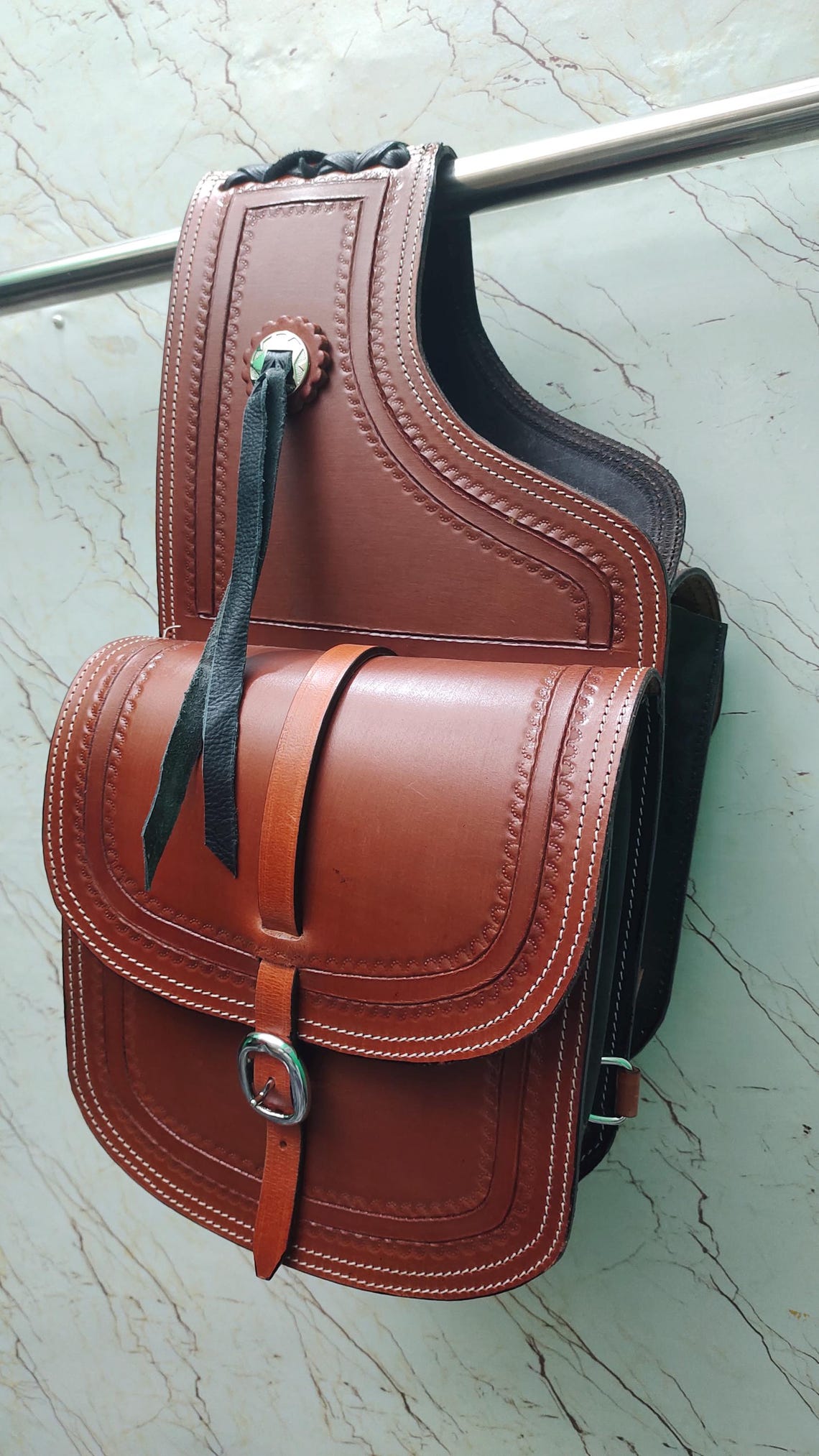 Handmade Leather Western Saddle Bag | Trail Riding Gear (10x10x3.5) - Etsy