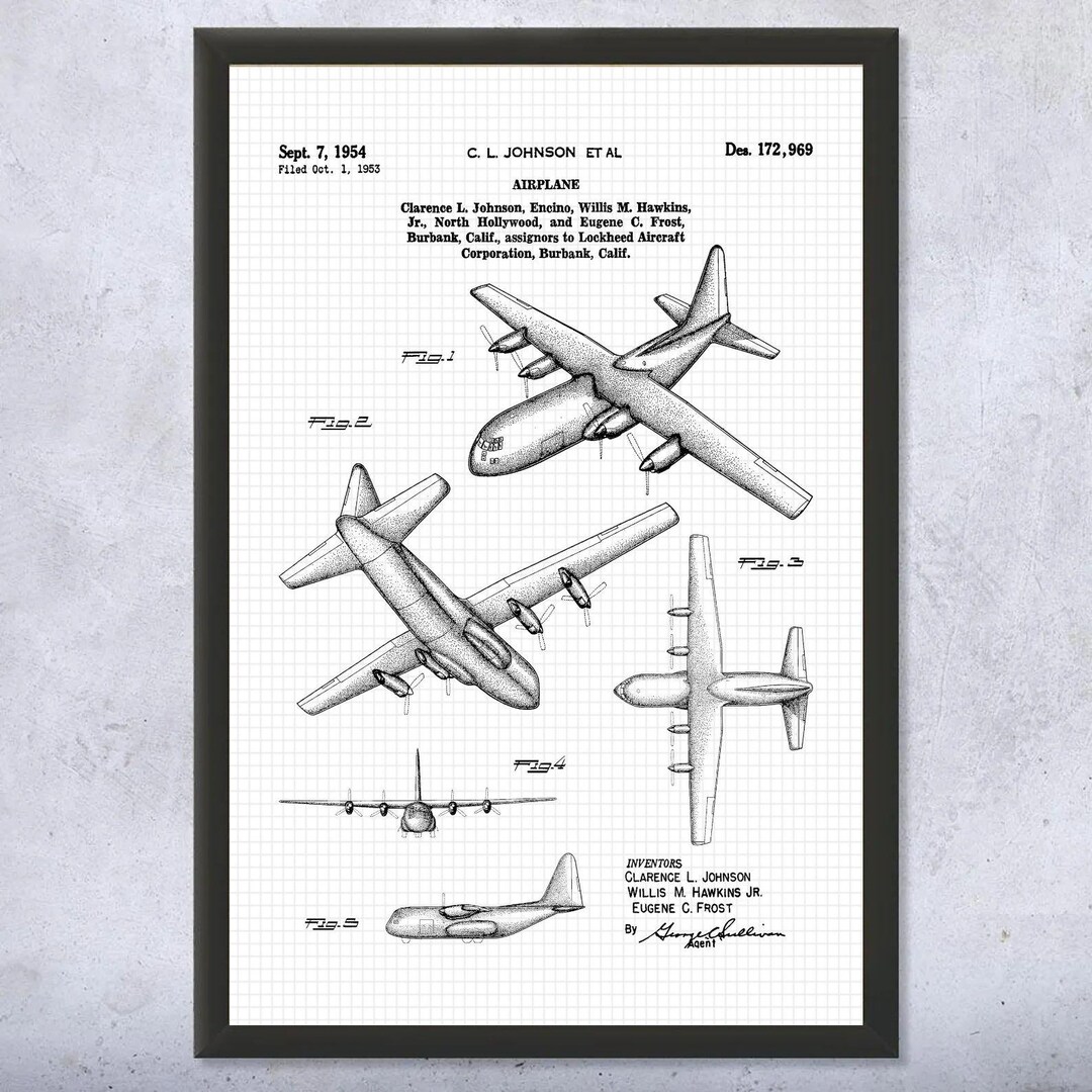Airplane Patent Blueprint Art Print, Aviation History Poster - Etsy