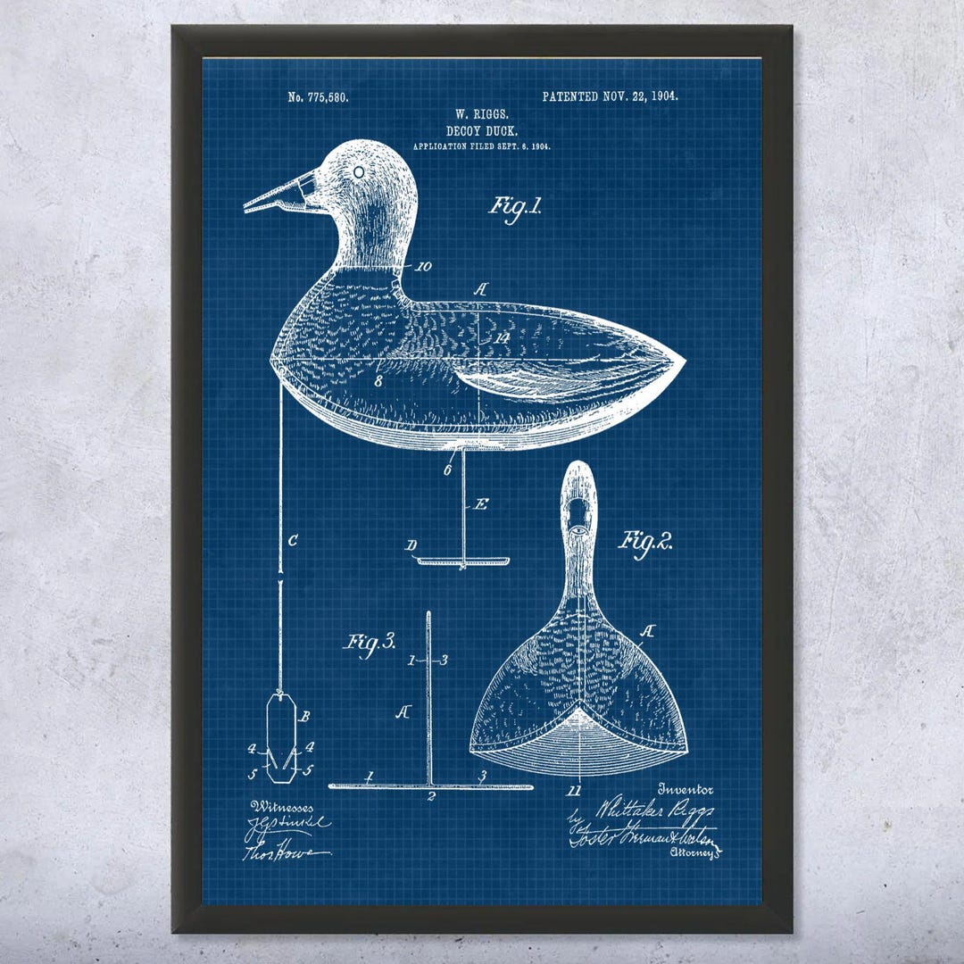 Duck Decoy Patent Blueprint Art Print, Waterfowl Hunter Decor - Etsy