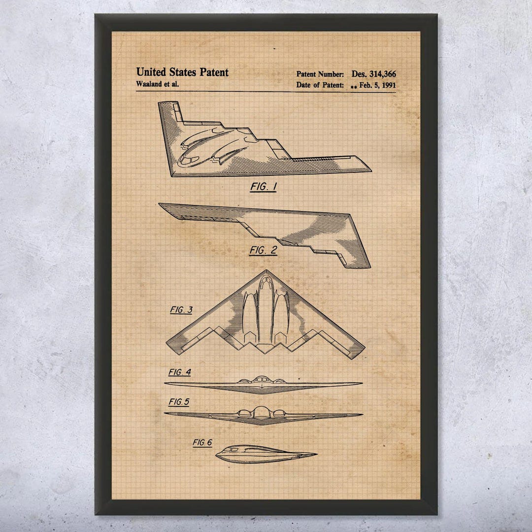 Stealth Aircraft Patent Print, Aviation Blueprint Wall Art - Etsy