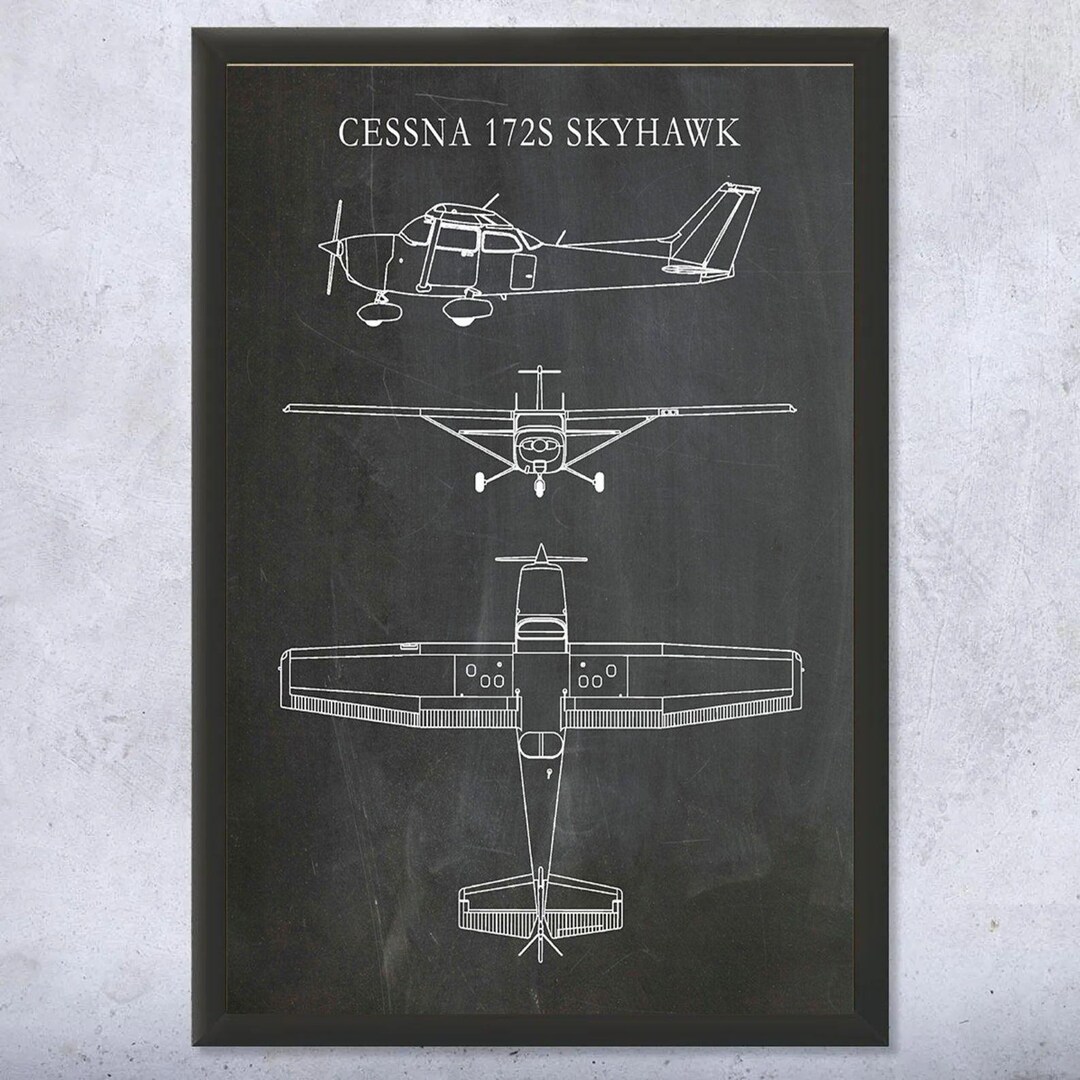 Cessna 172S Skyhawk Blueprint Art Print, Aviation Wall Decor - Etsy