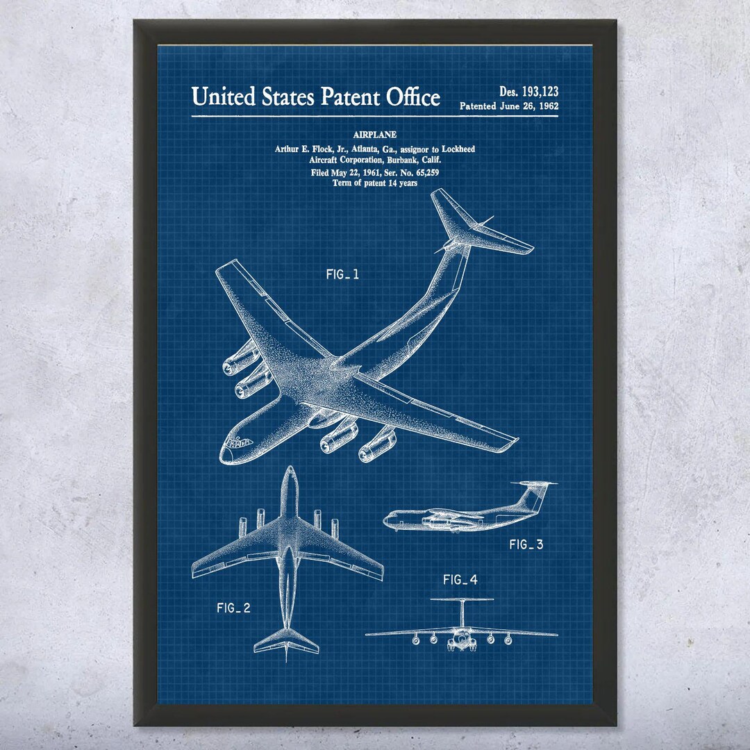 Framed 1962 Lockheed Airplane Patent Poster, Aviation Art Print - Etsy