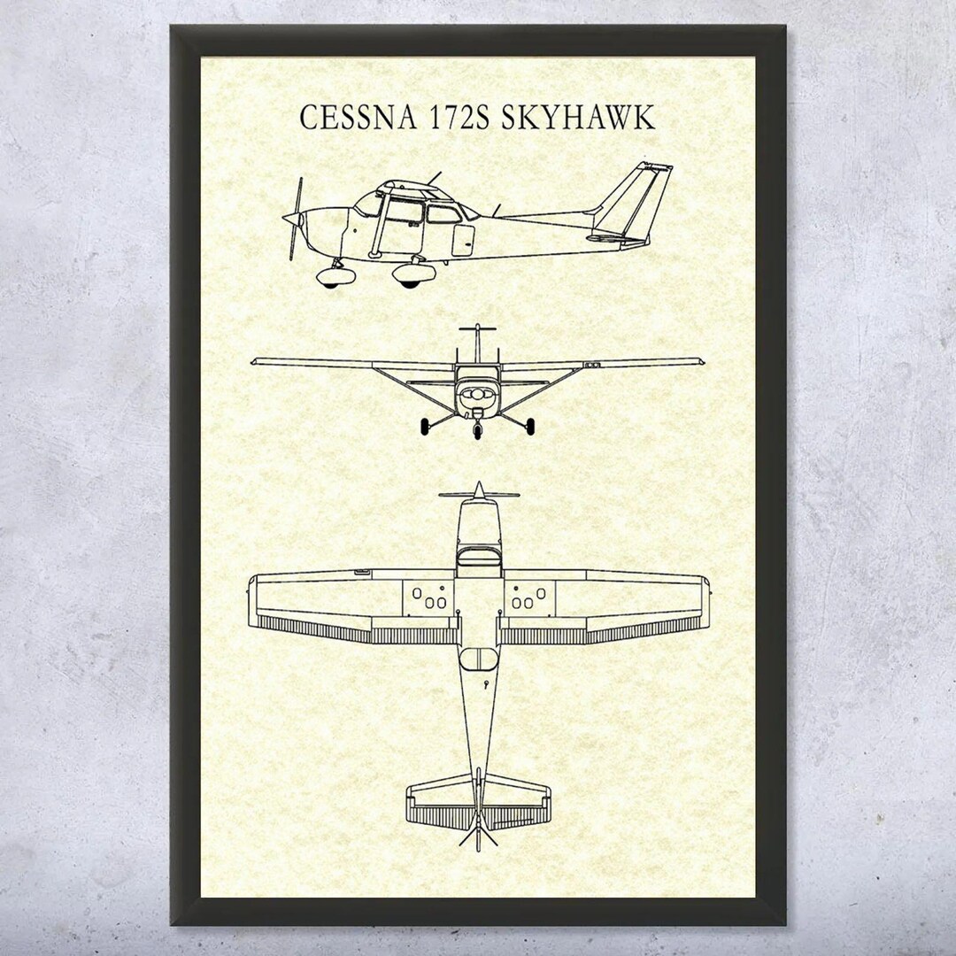 Cessna 172S Skyhawk Blueprint Art, Aviation Gift - Etsy