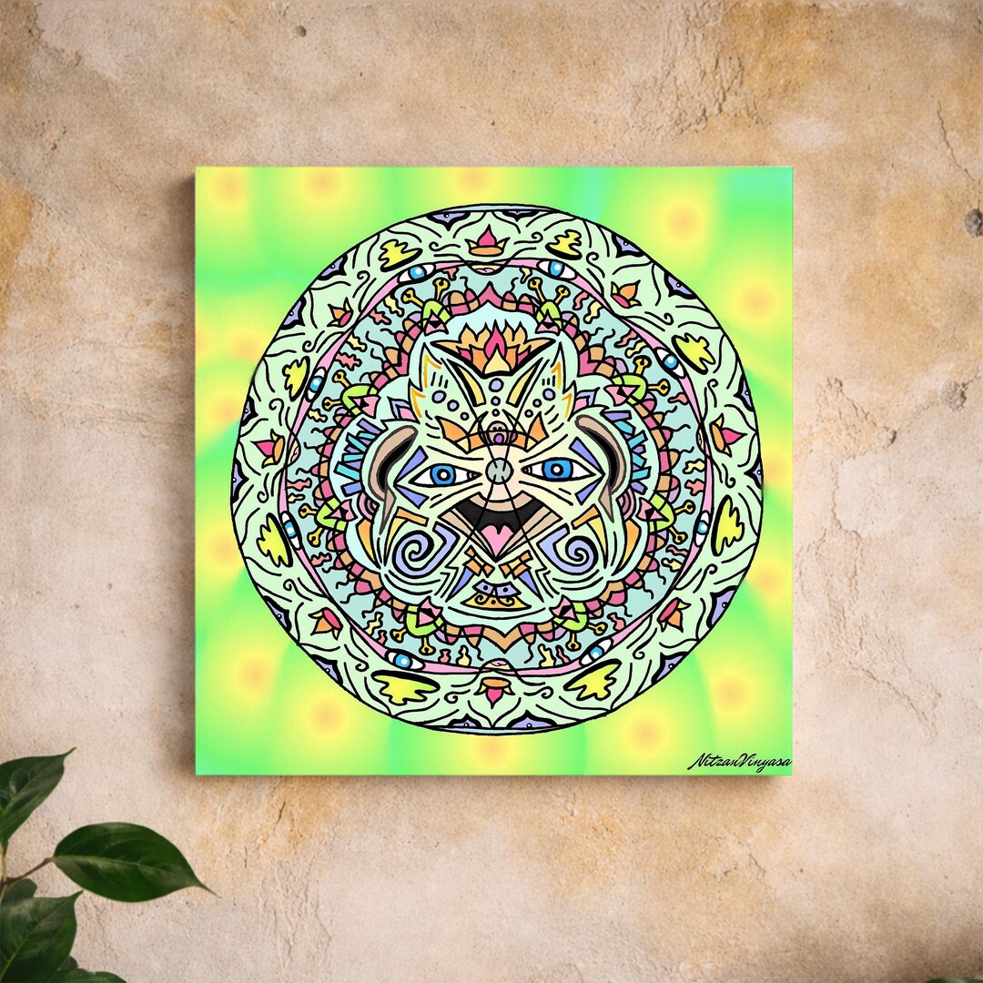 Guardian Mandala Canvas Hand-drawn Symbolic Abstract Art Sacred Face ...
