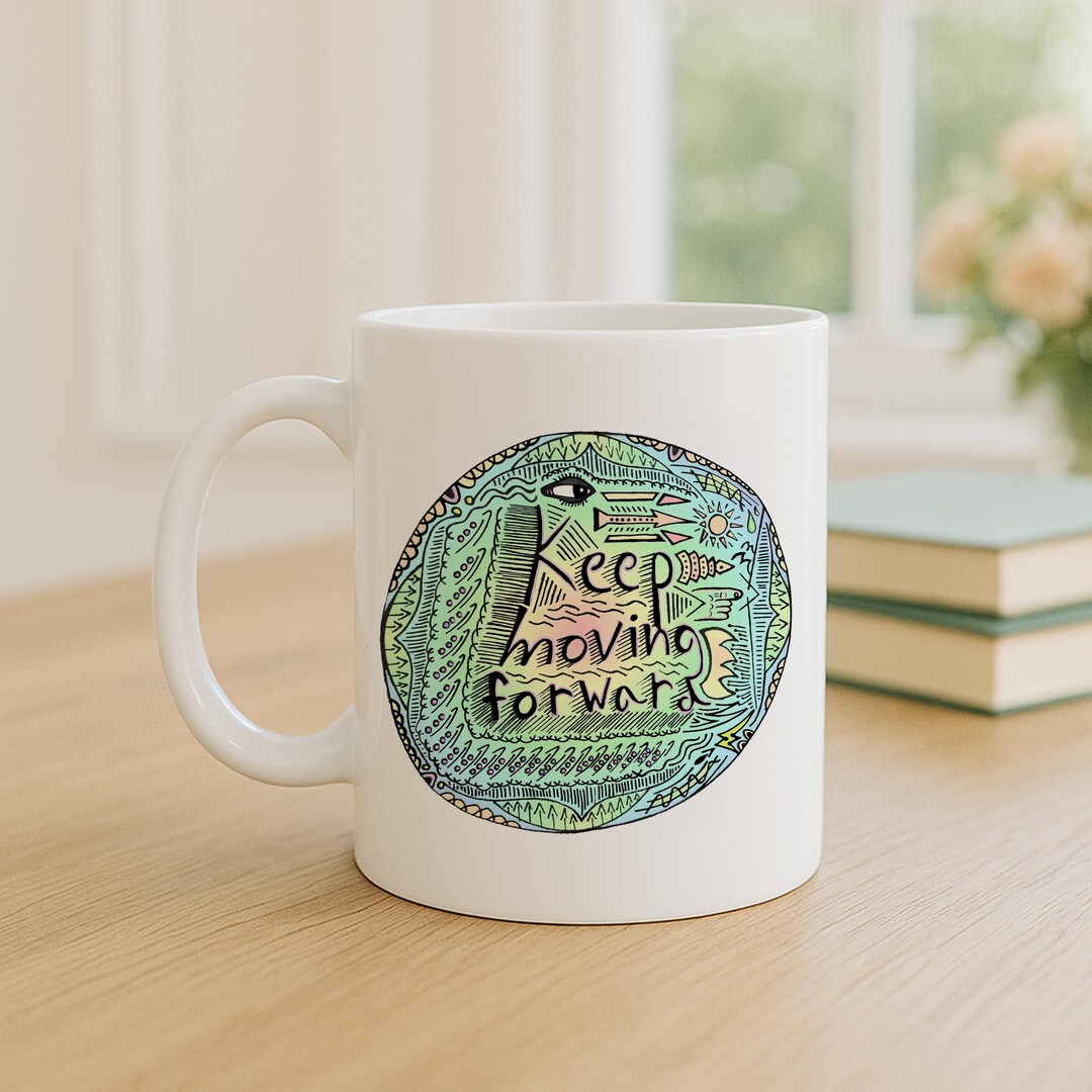 Keep Moving Forward Mug | Boho Mandala Coffee Cup, Inspirational Gift ...