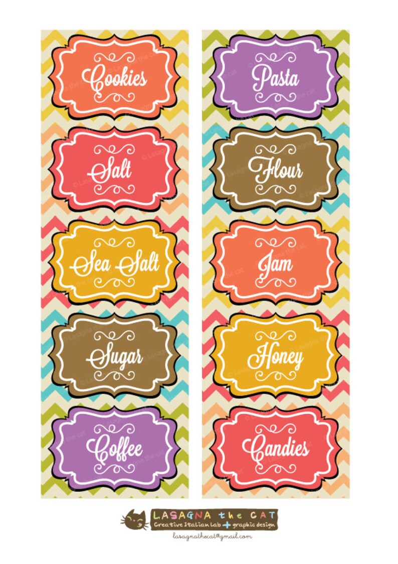 INSTANT DOWNLOAD. Cute Vintage Chevron Kitchen Pantry Labels | Etsy