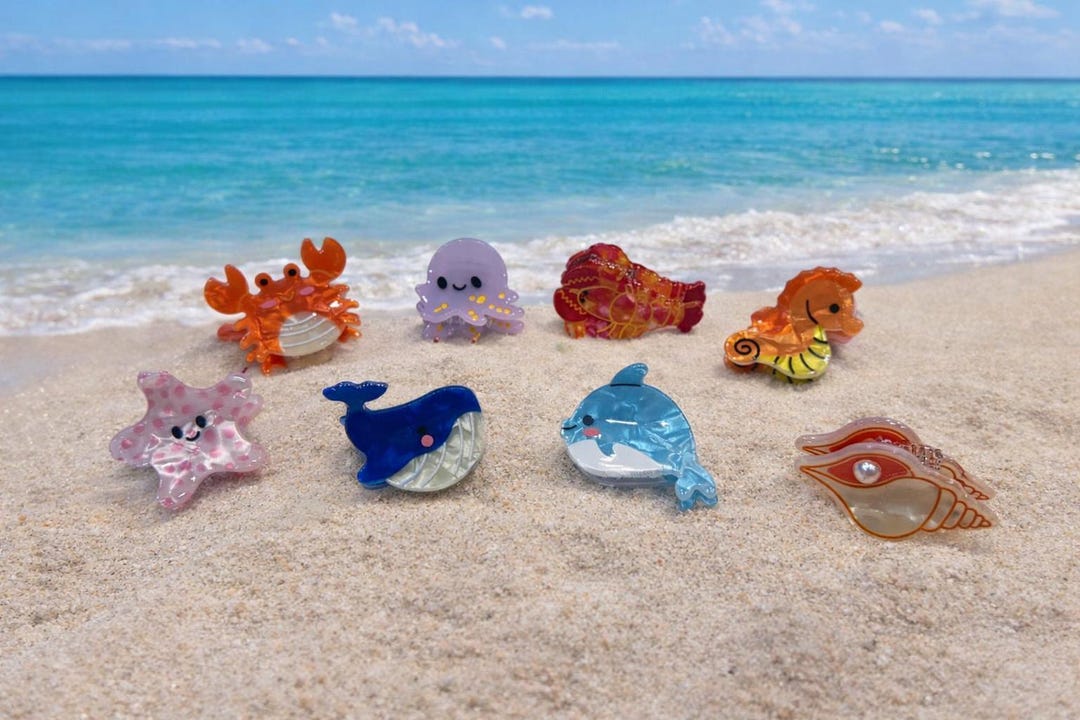 8 Sea Creature Hair Clips Under the Sea Claw Set - Etsy