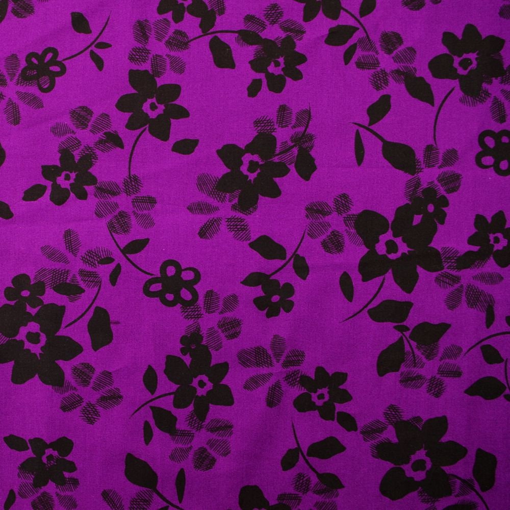 140cmx50cm Cotton Woven Fabric Flower on Deep Purple | Etsy