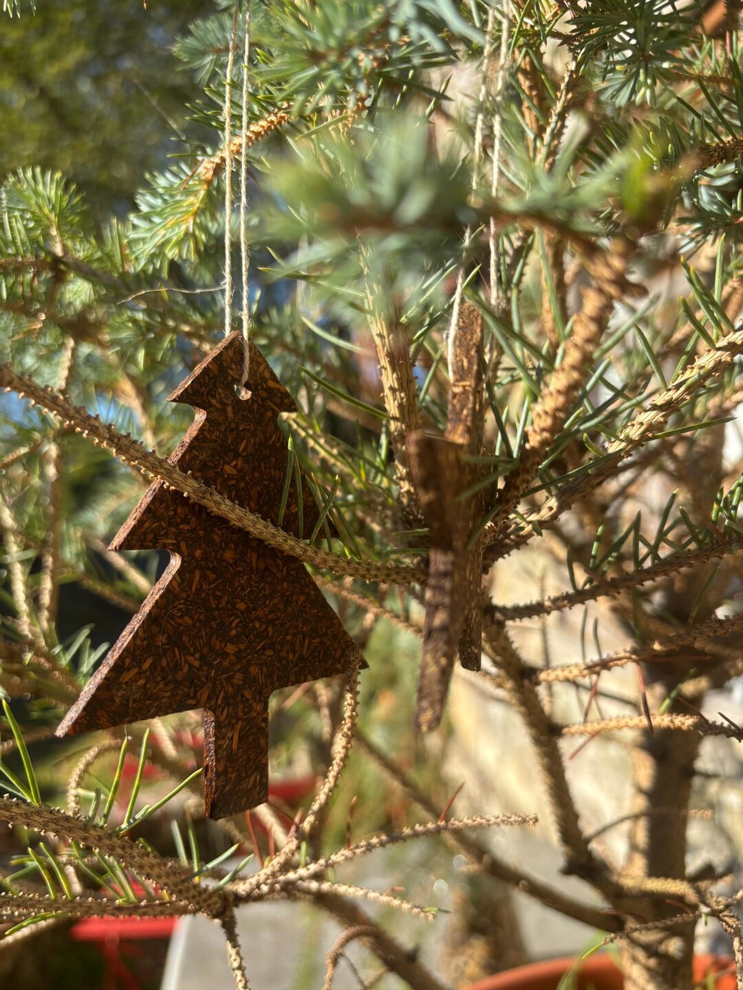 Sustainable Hemp Christmas Decorations. A Set of Four 2D Warm-umber ...