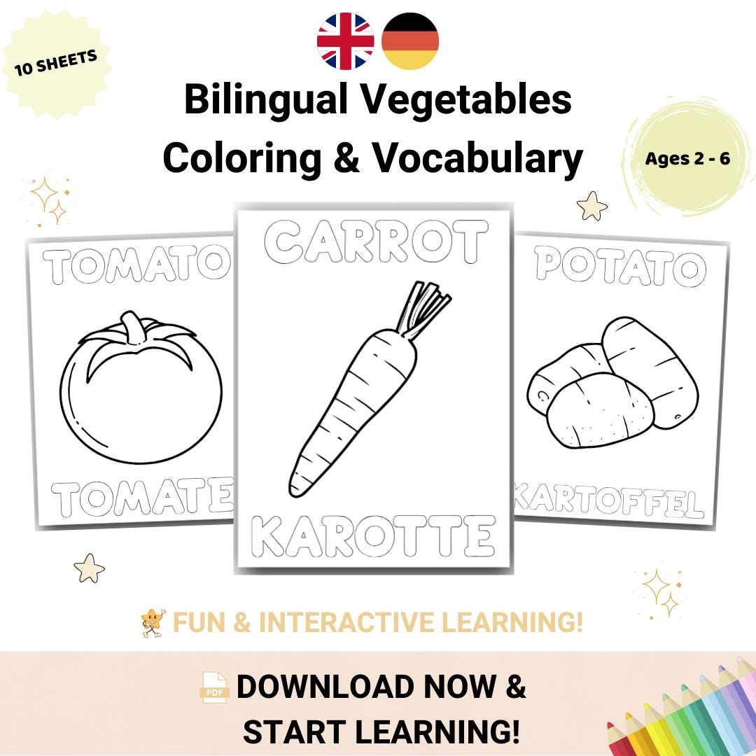 Bilingual Vocabulary Worksheets | English–hebrew Vegetables & Words ...
