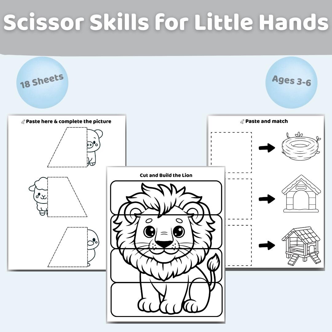 Scissor Skills Practice for Kids | Cut, Paste & Build Animals | Fine ...
