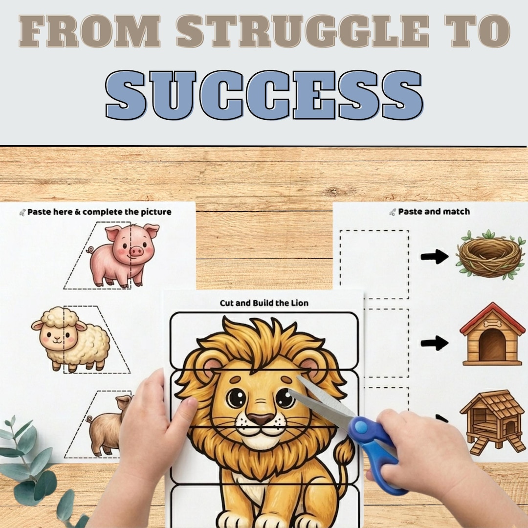 Scissor Skills Practice for Kids | Cut, Paste & Build Animals | Fine ...