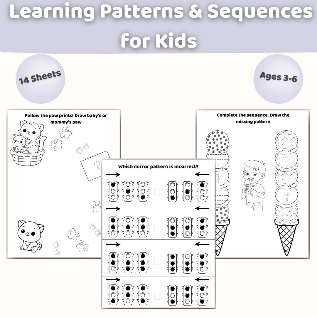 Pattern Worksheets for Kids | Sequences & Visual Logic Activities ...