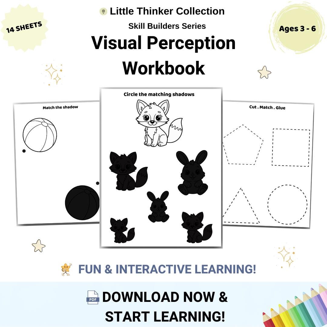 Visual Perception Workbook for Kids | Shadow Matching, Shapes & Early ...