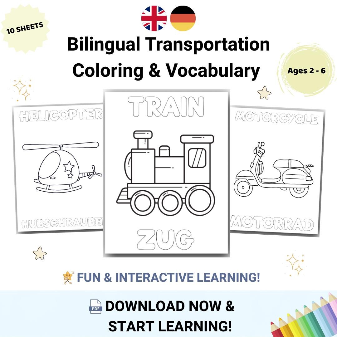 Bilingual Vocabulary Worksheets | English–hebrew Transportation & Words ...