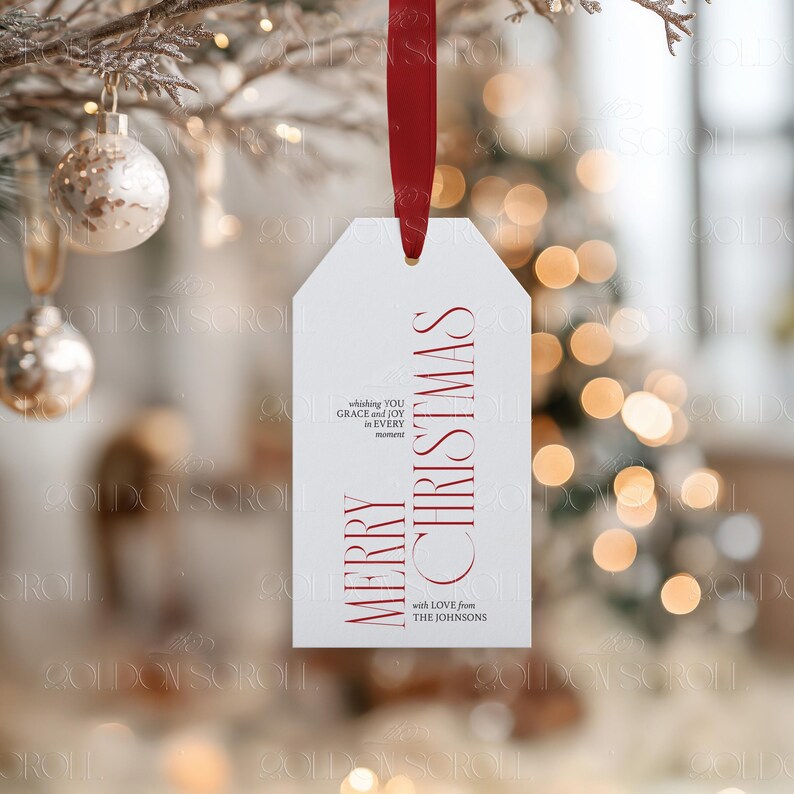 Elegant Christmas Gift Tags | Printable Holiday Labels (canva Template ...